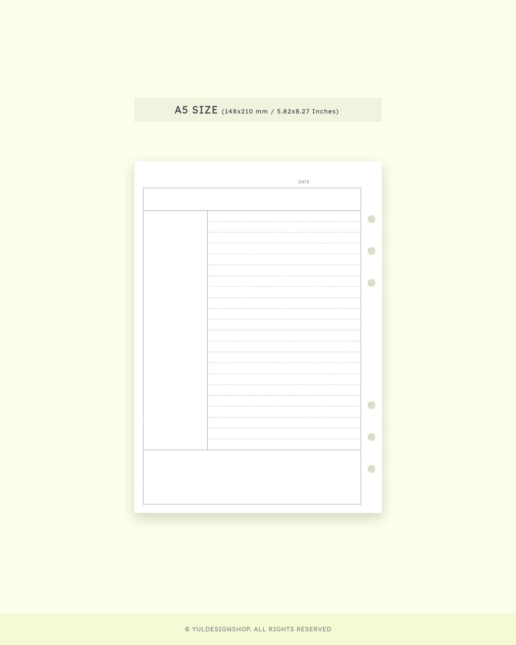 Cornell Notes A5 Printable Planner Inserts | Lined Grid Paper | Lecture ...