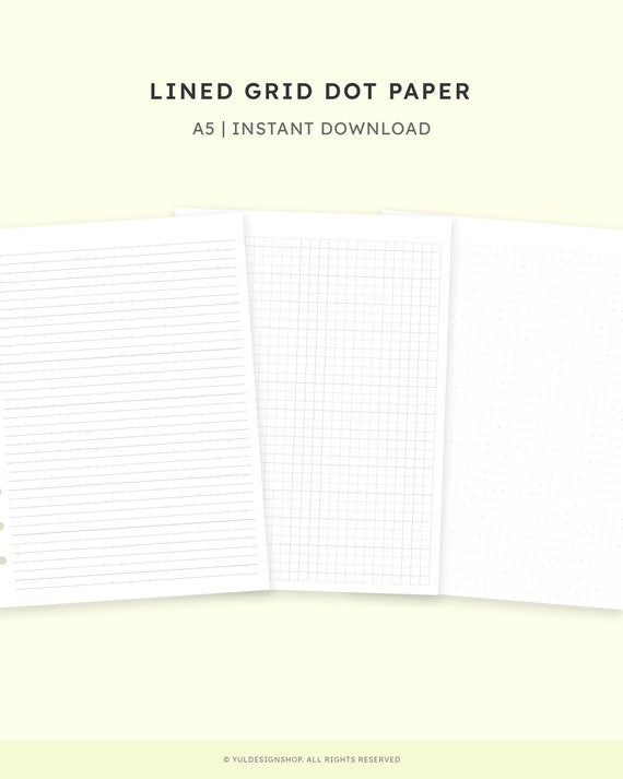 Lined Grid Dotted Paper A5 Planner Inserts Printable - Etsy