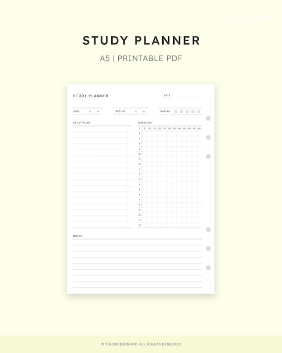 Study Planner A5 Printable Planner Inserts Student Daily | Etsy