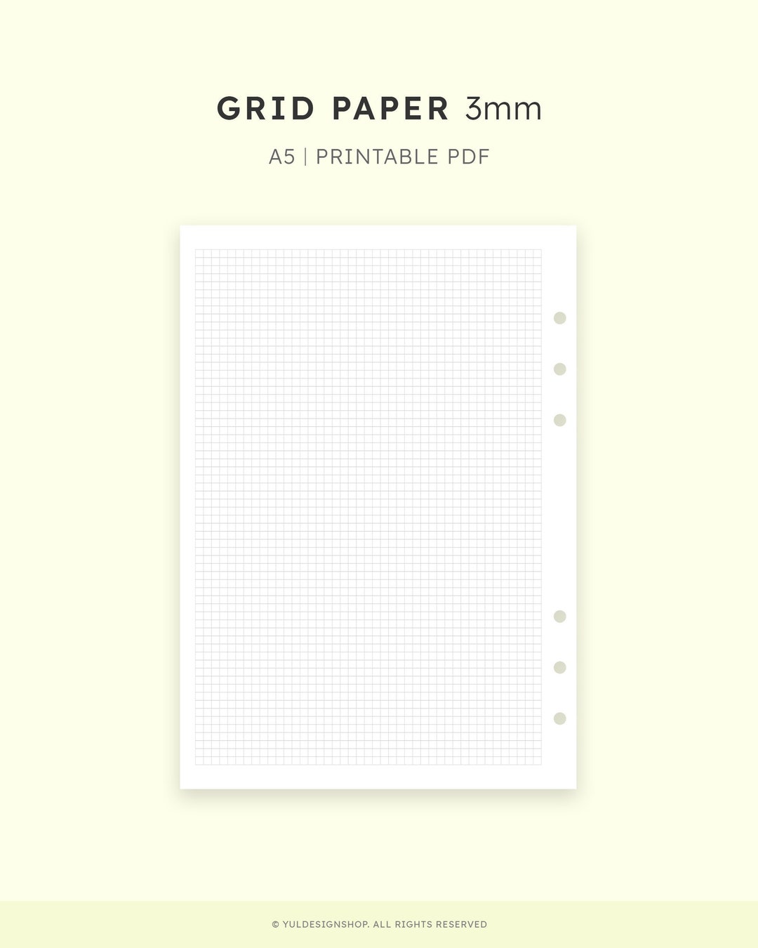 Grid Paper 3mm A5 Inserts | Graph Paper PDF | Notes Pages | Digital ...