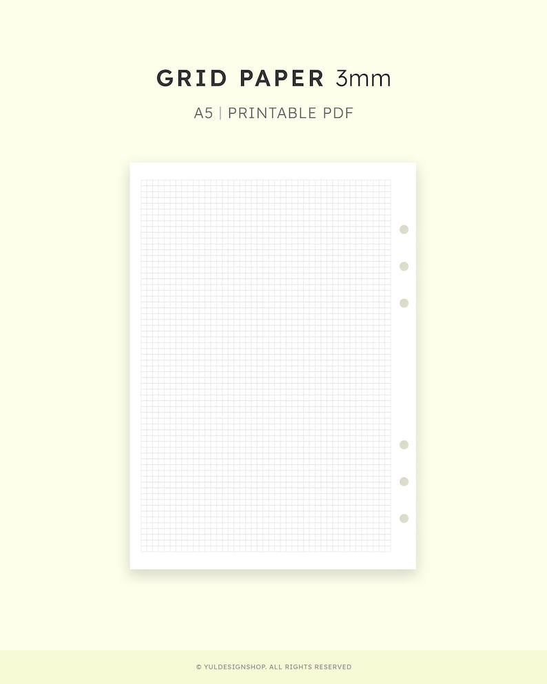 Grid Paper 3mm A5 Inserts | Graph Paper PDF | Notes Pages | Digital ...