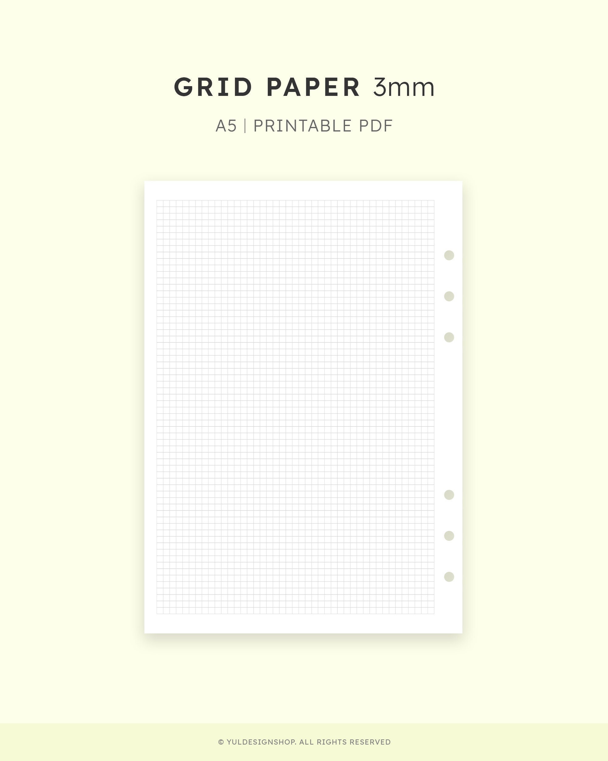 Grid Paper 3mm A5 Inserts | Graph Paper PDF | Notes Pages | Digital ...