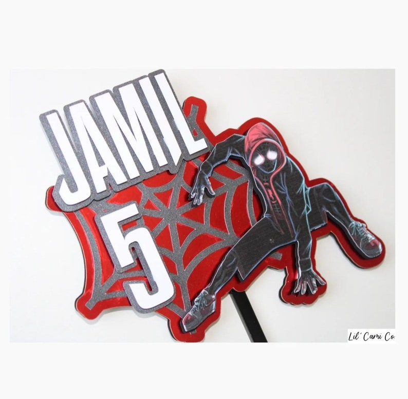 Miles Morales Inspired Cake Topper Spiderman Kids Birthday - Etsy