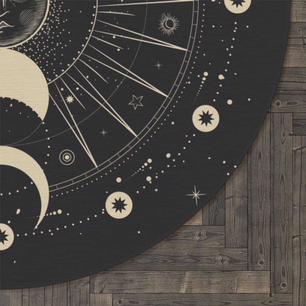 Celestial Sun and Moon Phases Round Rug - Etsy