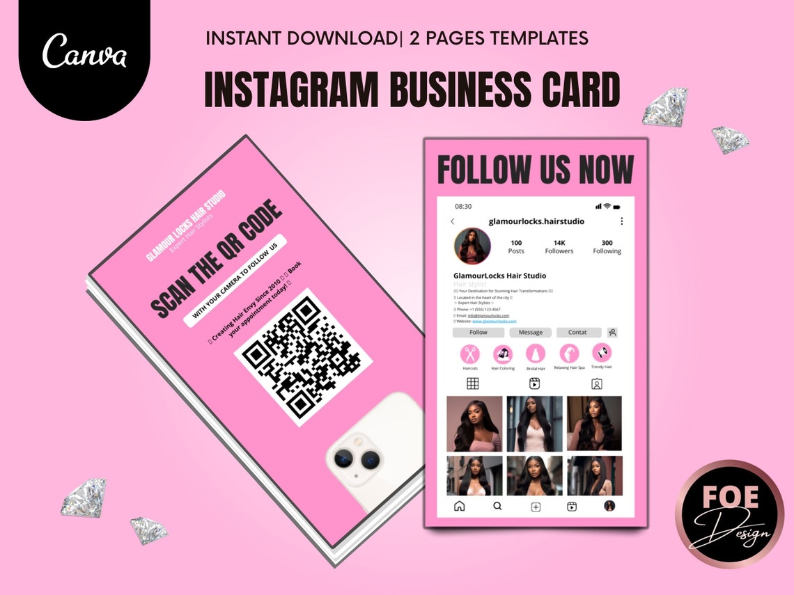 2023 Instagram Business Card IG Business Card Template Canva Template ...