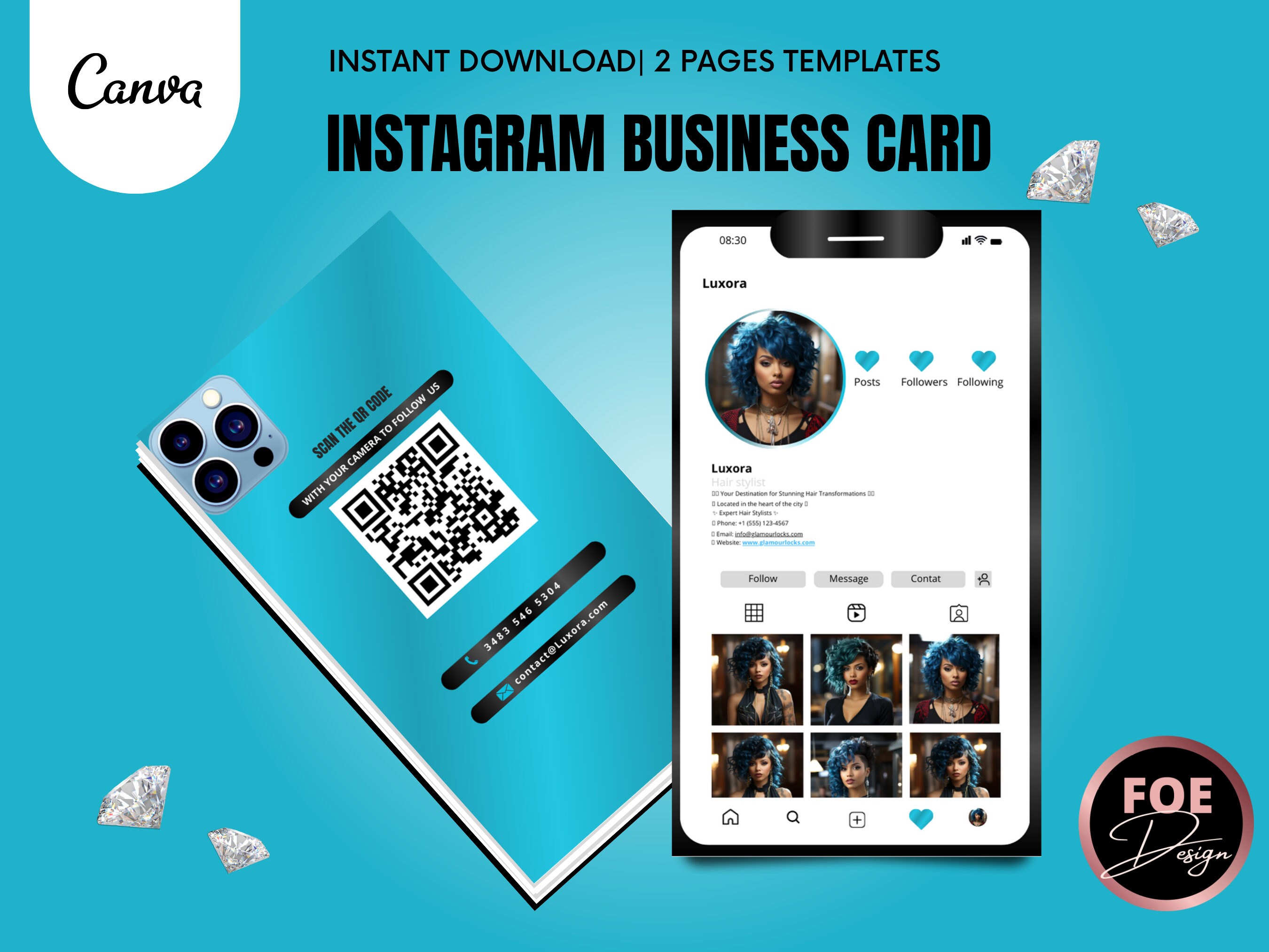 Trendy Instagram Business Card | IG Business Card Template | Canva ...