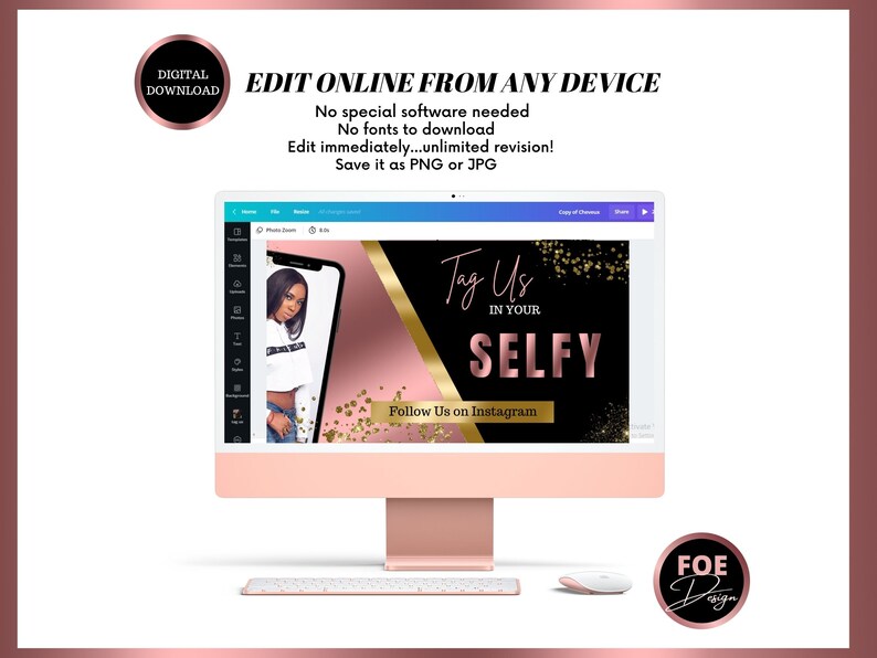 DIY Rose Gold Website Banner Templatescanva Website Template. - Etsy