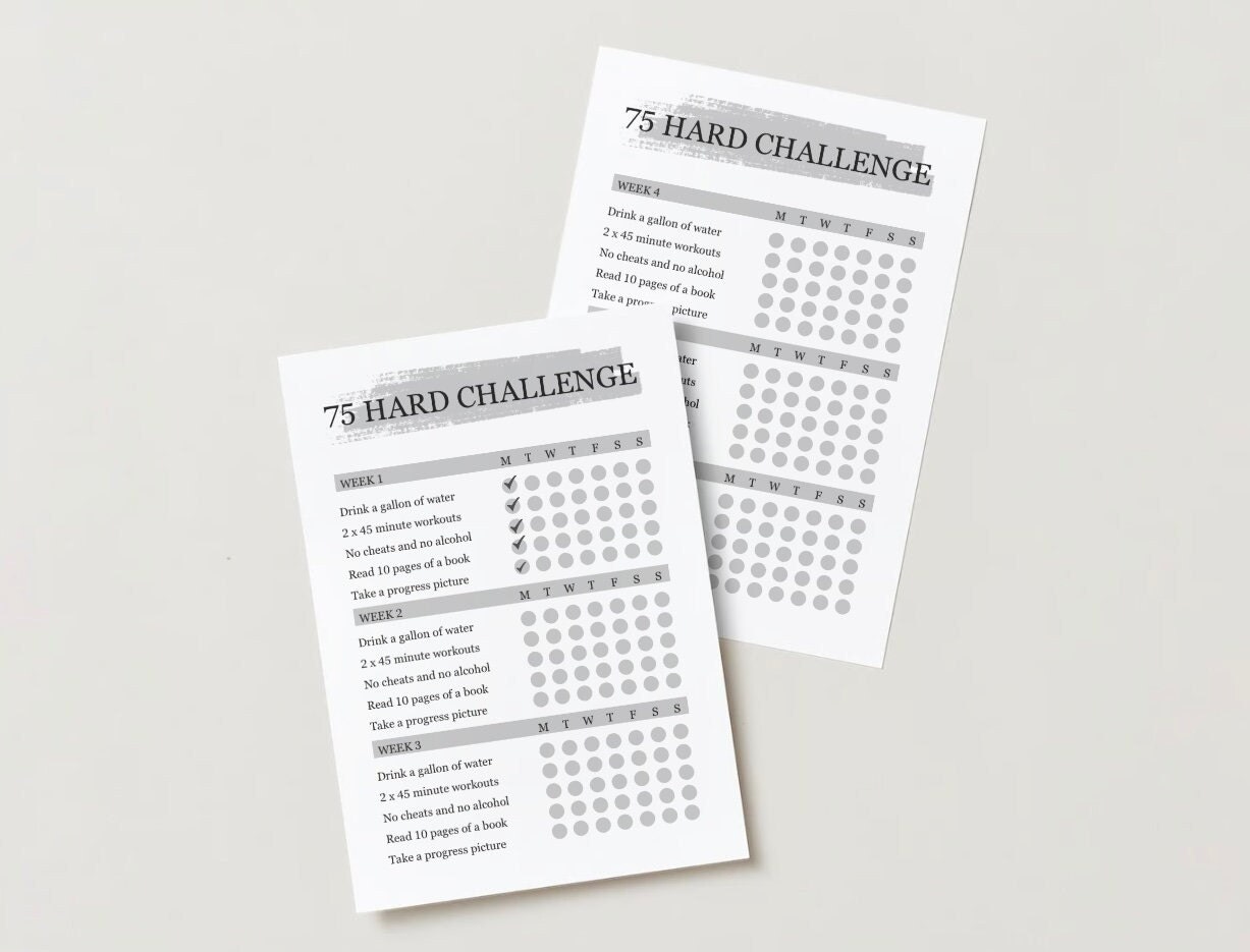 75 Day Hard Challenge Habit Tracker Digital PDF Product - Etsy