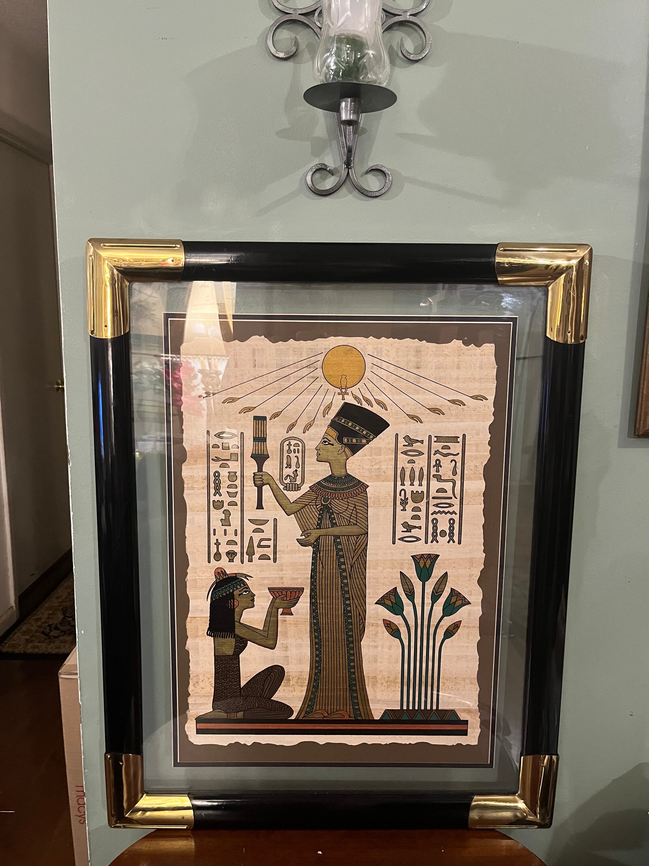 The Nefertiti Papyrus Painting, Commissioned by the Franklin Mint/royal ...