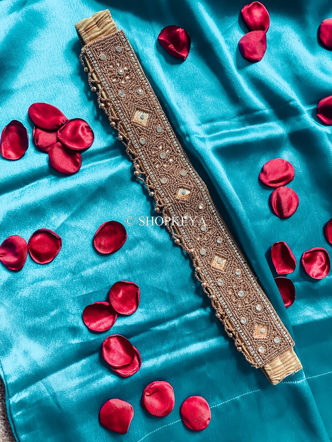 Traditional Indian Kempu Kundan Stone-work Waist Belt Waist Belt Cloth ...