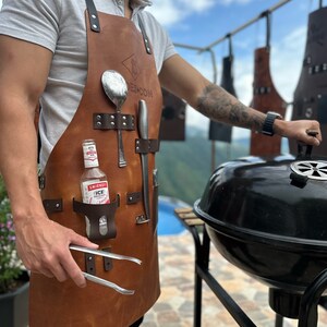 Custom Handmade Leather Apron (barbecue, Grilling, Grill Master, Food ...