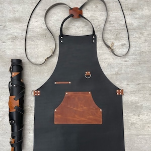Personalized Leather Apron With Pocket - Text , Logo for Man and Woman ...