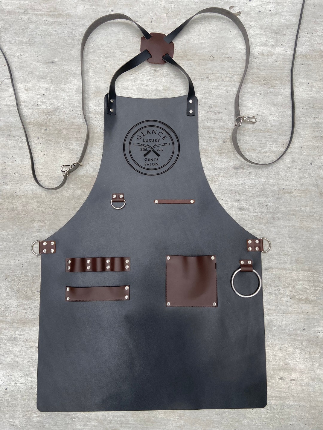 Handmade Barber Professional Leather Apron Hairdressers Personalized ...