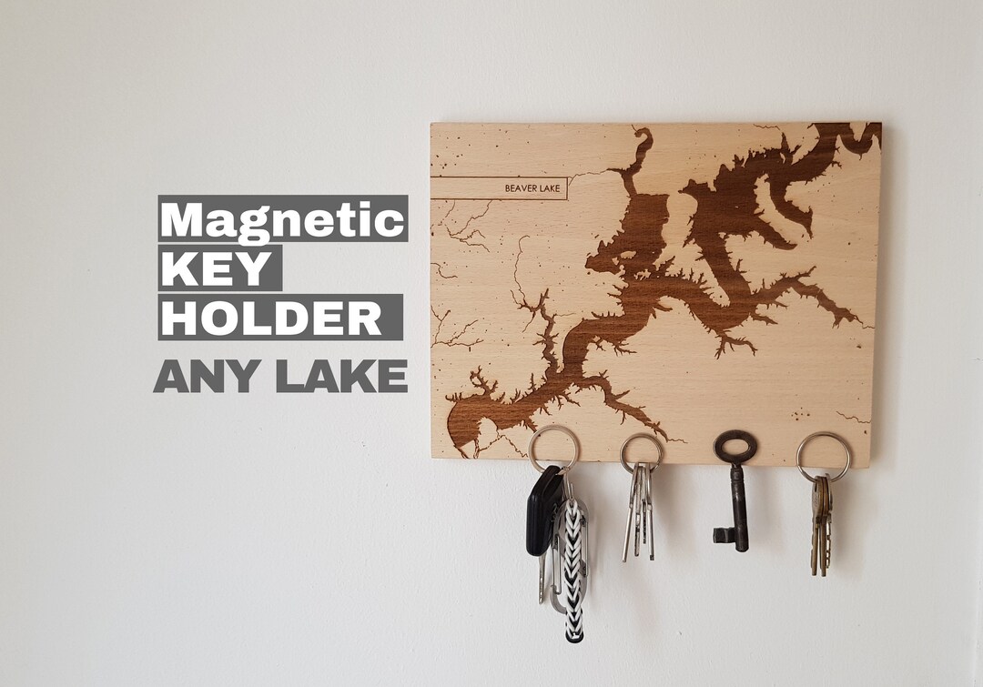 Magnetic Key Holder for Wall Wooden Map of Any Lake in the World Lake ...