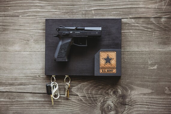 Pistol Wall Hanger With Key Holder Magnetic Gun Wall Mount - Etsy
