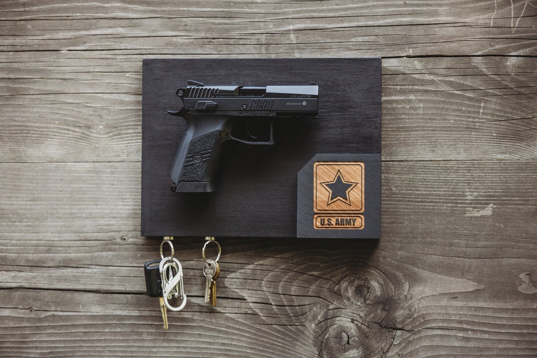Pistol Wall Hanger With Key Holder Magnetic Gun Wall Mount - Etsy