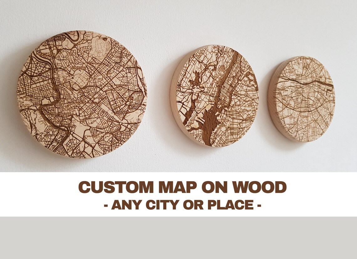 Custom map coasters custom coasters wanderlust gift wooden | Etsy