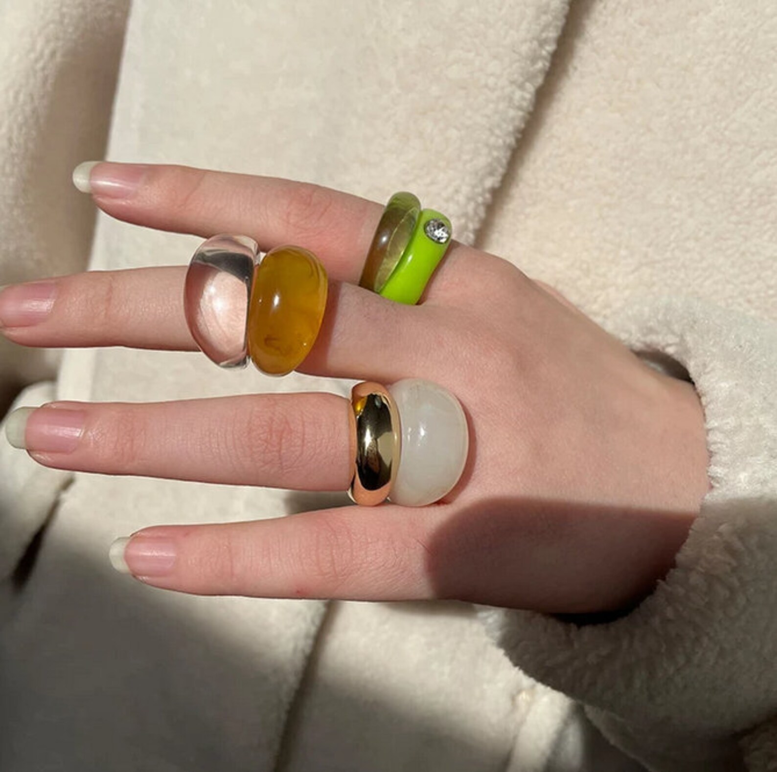 Y2k Chunky Retro Ring Set Transparent Resin Acrylic Ring Set - Etsy