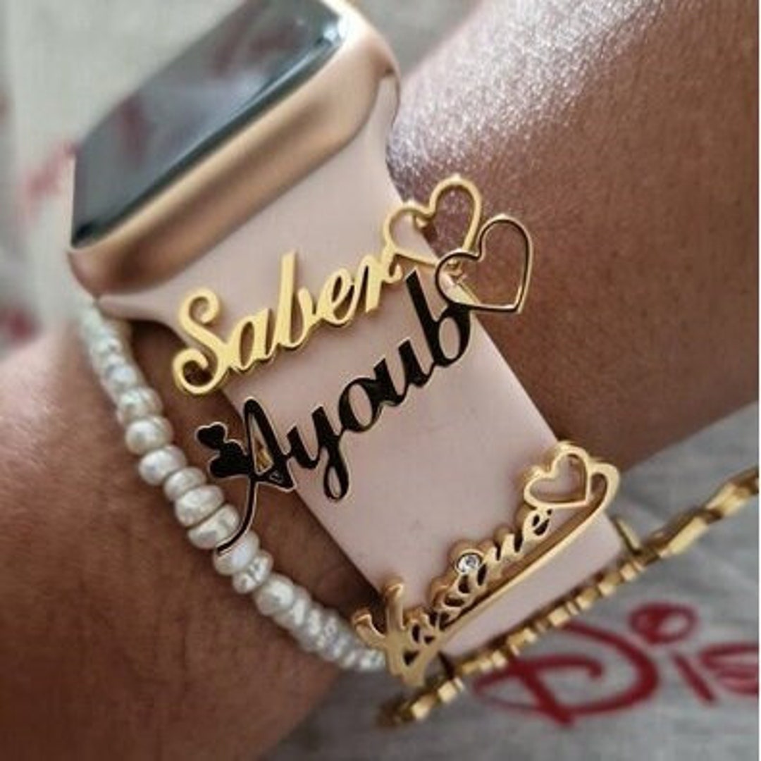 Personalized Watch Band Charms, Custom Name Watch Band Charm, Apple Watch Band Name Charm, Smart ...