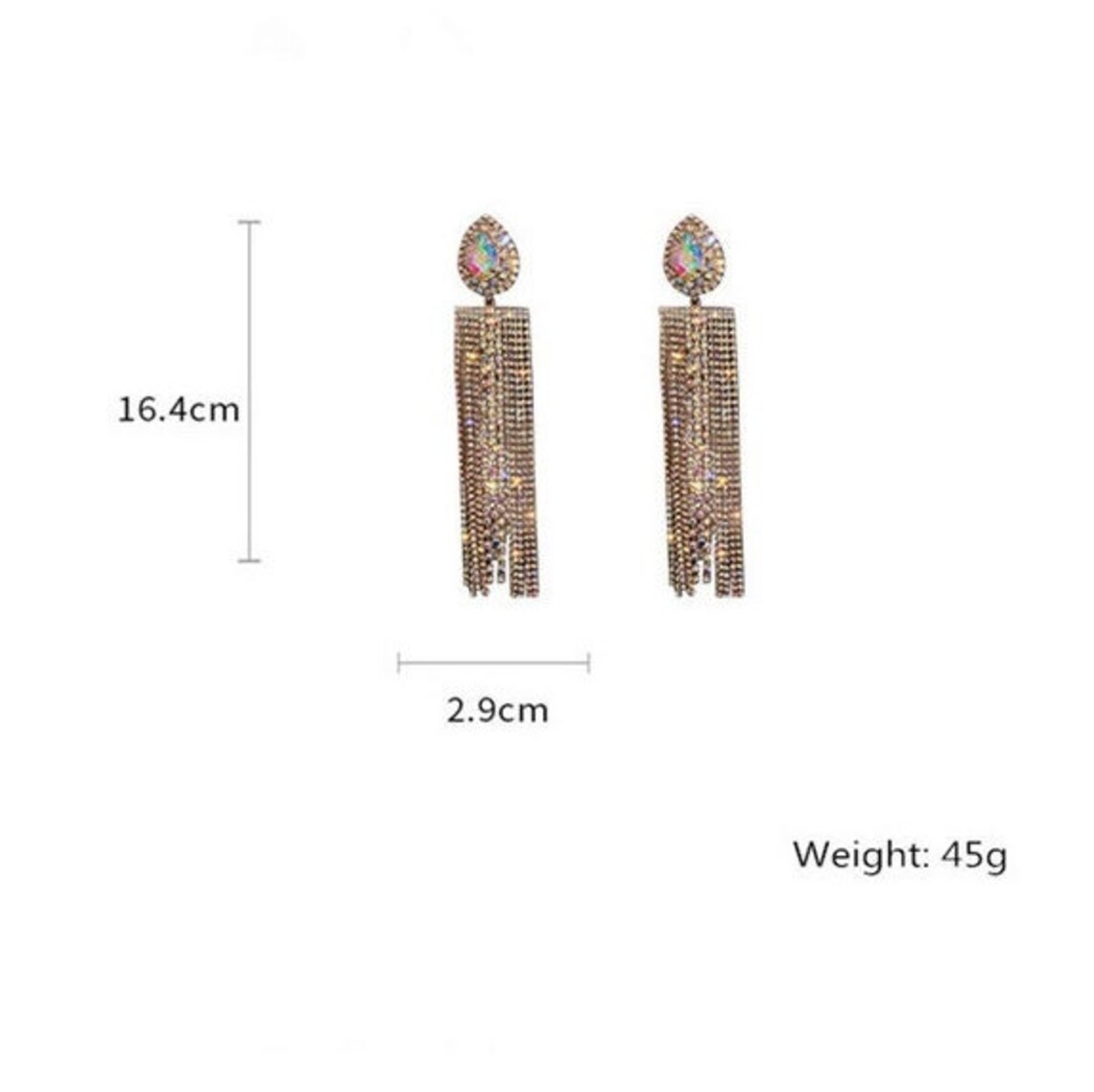 Rhinestone Long Tassel Drop Earrings Water Drop Crystal - Etsy