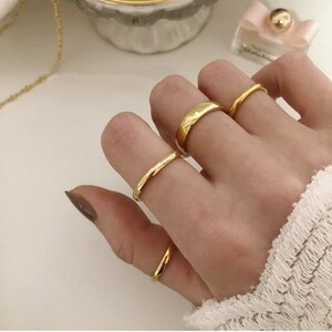 Minimalist Gold Stackable Ring Set, Stacking Dainty Rings Set ...