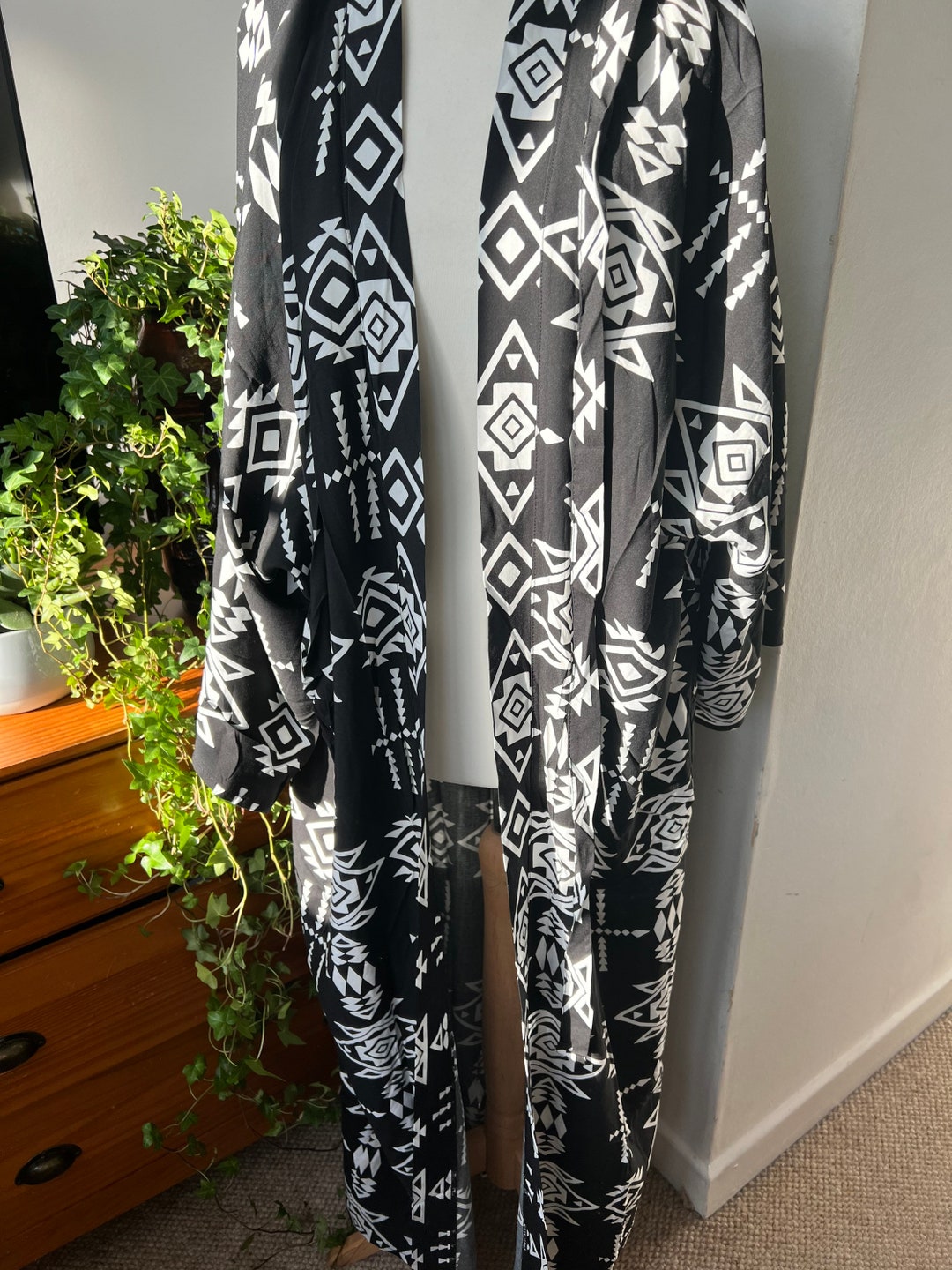 Black and White Boho Kimono Tulum Style Kimono Bali Style Kimono - Etsy