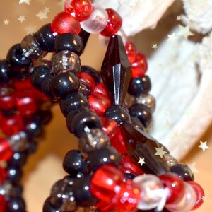 Red and Black Kawaii Star Shaped Kandi Cuff, Scenecore Emo Ravewear ...