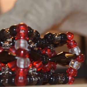 Red and Black Kawaii Star Shaped Kandi Cuff, Scenecore Emo Ravewear ...