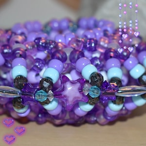 Purple Scenecore Ravewear Kandi Cuff, 3D Pastel Purple Kandi Bracelet ...