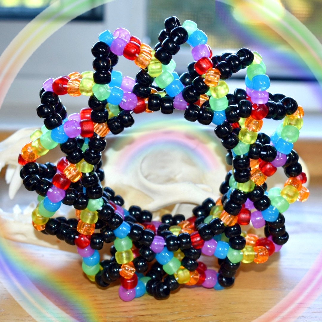Kawaii Rainbow Spiral Kandj Cuff, Scenecore Ravewear Rainbow Kandi ...