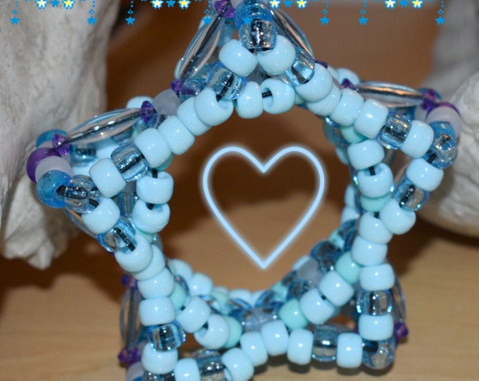 Pastel Blue Kawaii Star Shaped Kandi Cuff, Scenecore Emo Ravewear Kandi ...