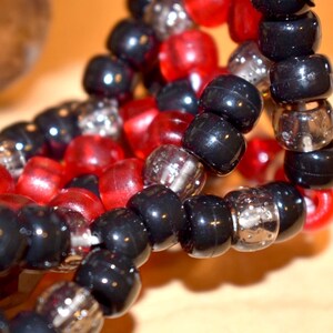 Red and Black Kawaii Star Shaped Kandi Cuff, Scenecore Emo Ravewear ...