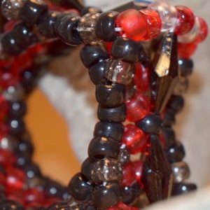 Red and Black Kawaii Star Shaped Kandi Cuff, Scenecore Emo Ravewear ...