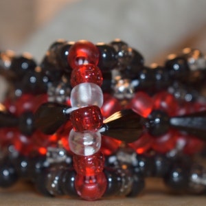 Red and Black Kawaii Star Shaped Kandi Cuff, Scenecore Emo Ravewear ...
