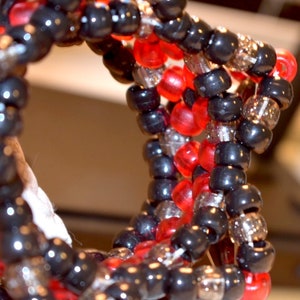 Red and Black Kawaii Star Shaped Kandi Cuff, Scenecore Emo Ravewear ...