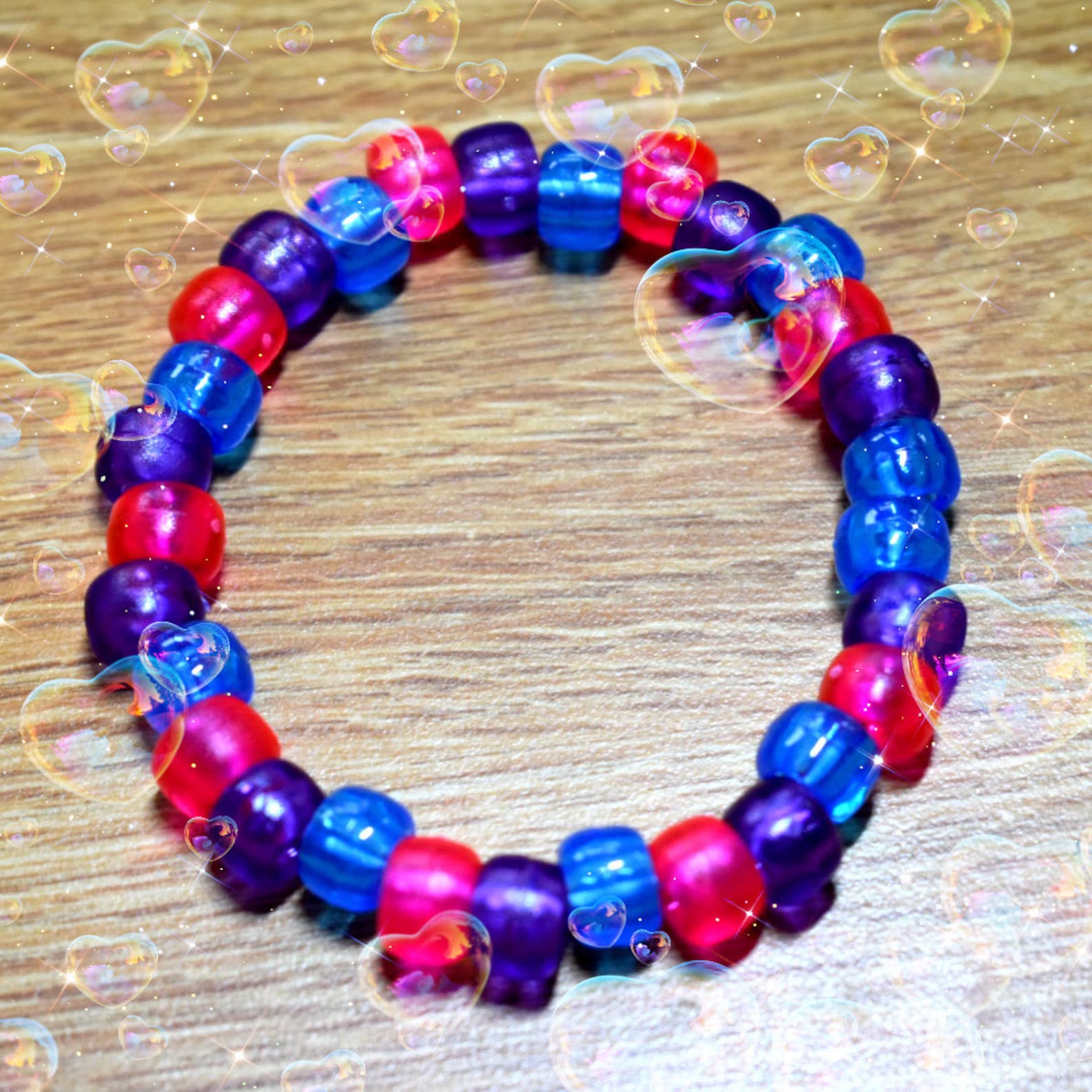 Bisexual Pride Kandi Cuff Set, Scenecore LGBTQ Pride Kandi Bracelets - Etsy