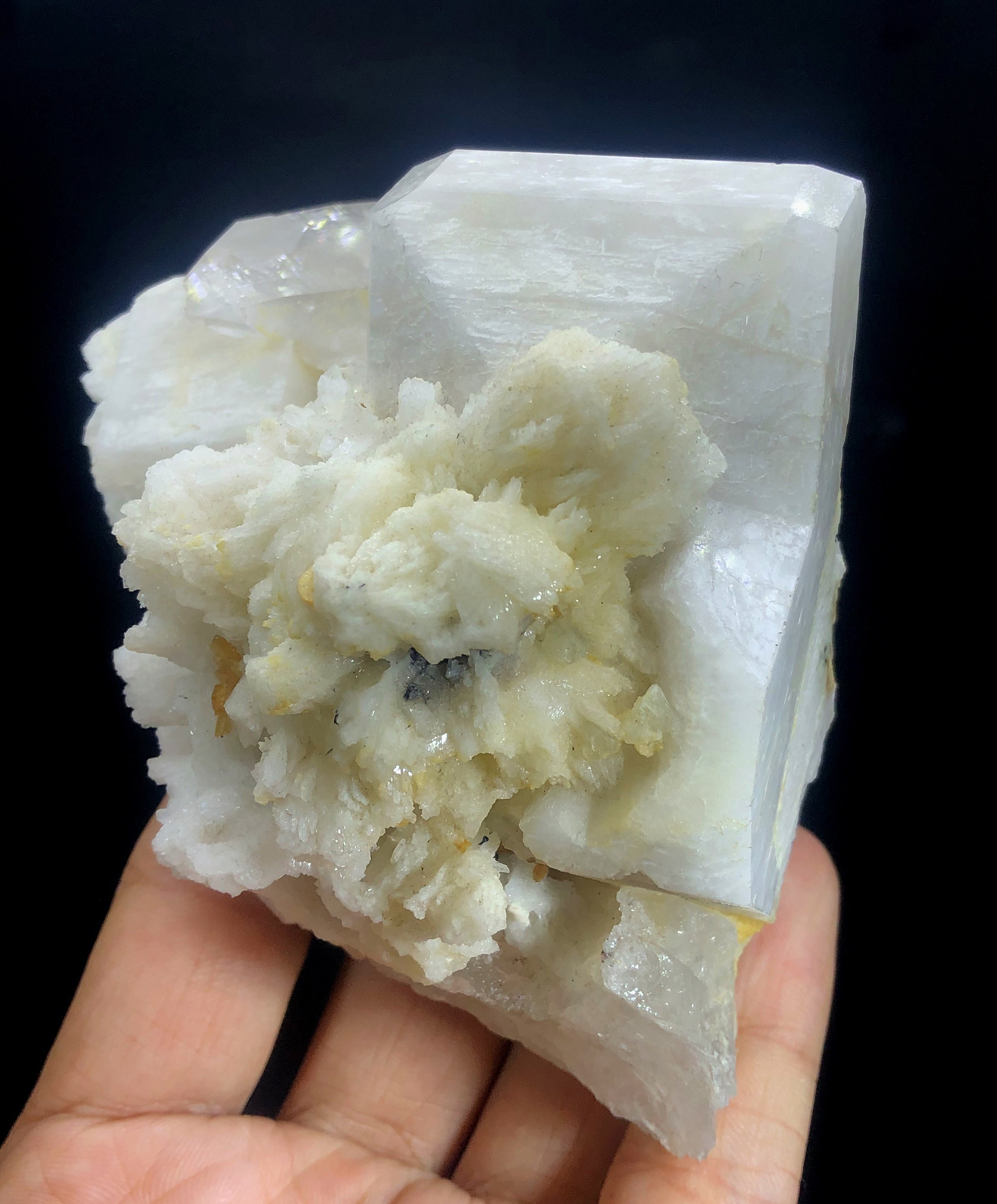 Natural Green Herderite on Feldspar With Quartz Crystal, Minerals ...