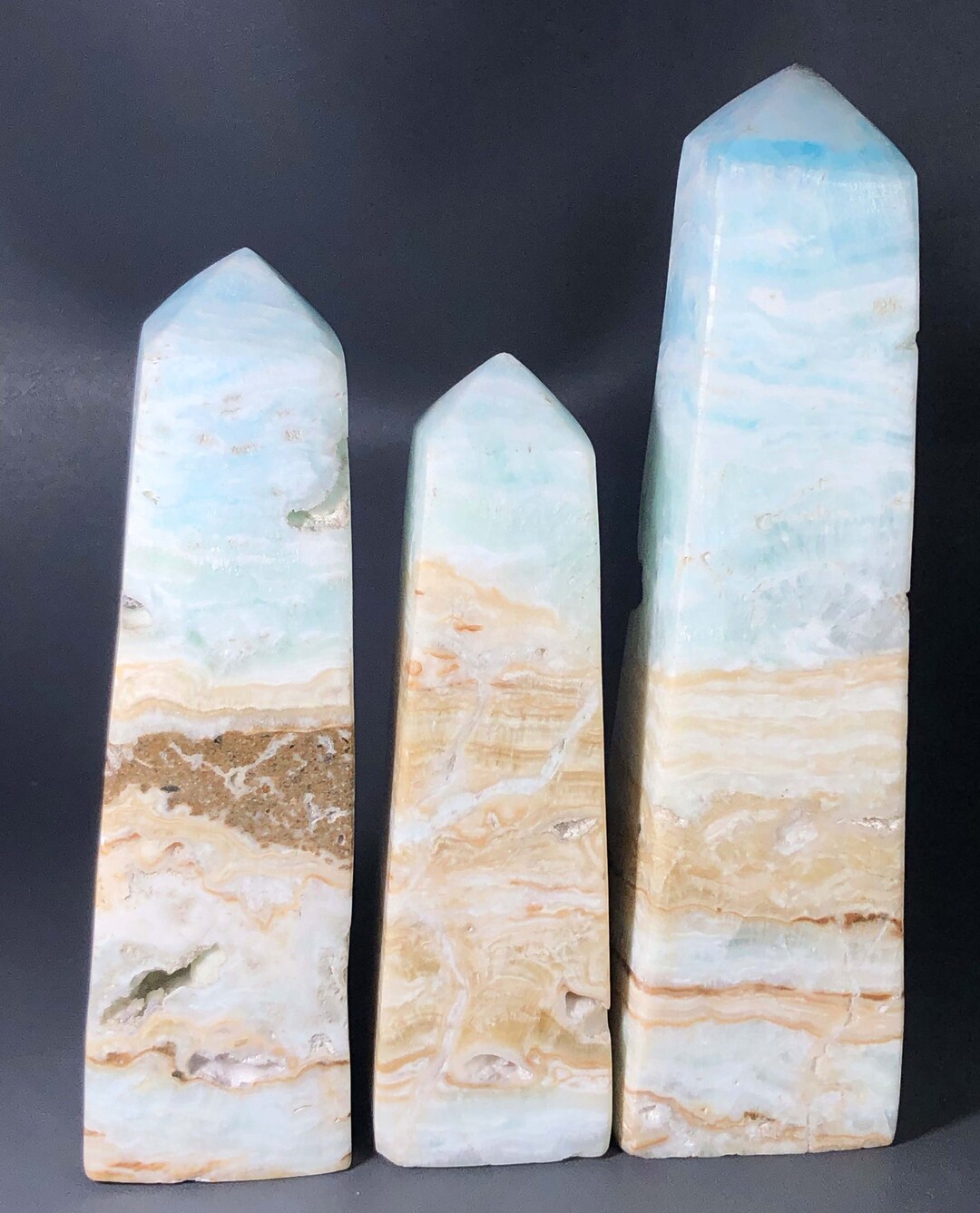 Blue Aragonite Tower With Golden Brown Iron Oxide-1654 Gram-189*48*46 ...