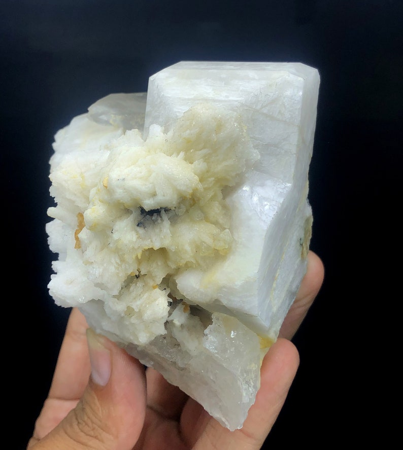 Natural Green Herderite on Feldspar With Quartz Crystal, Minerals ...