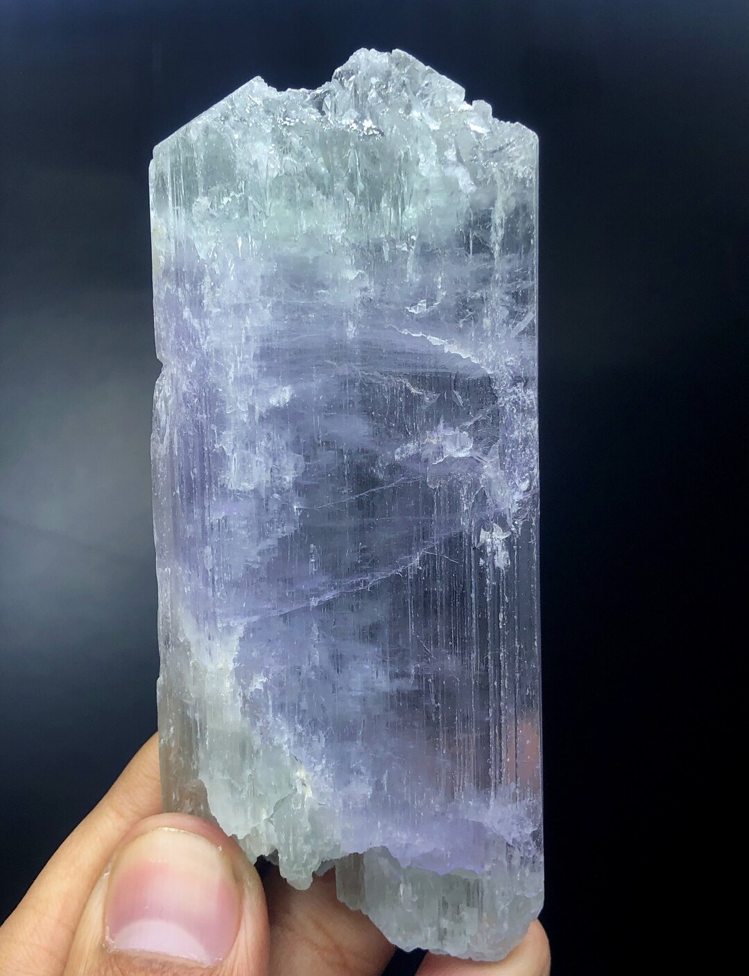 Terminated Bi-color Kunzite Crystal - Raw Afghan Kunzite Stone (111 Gm ...