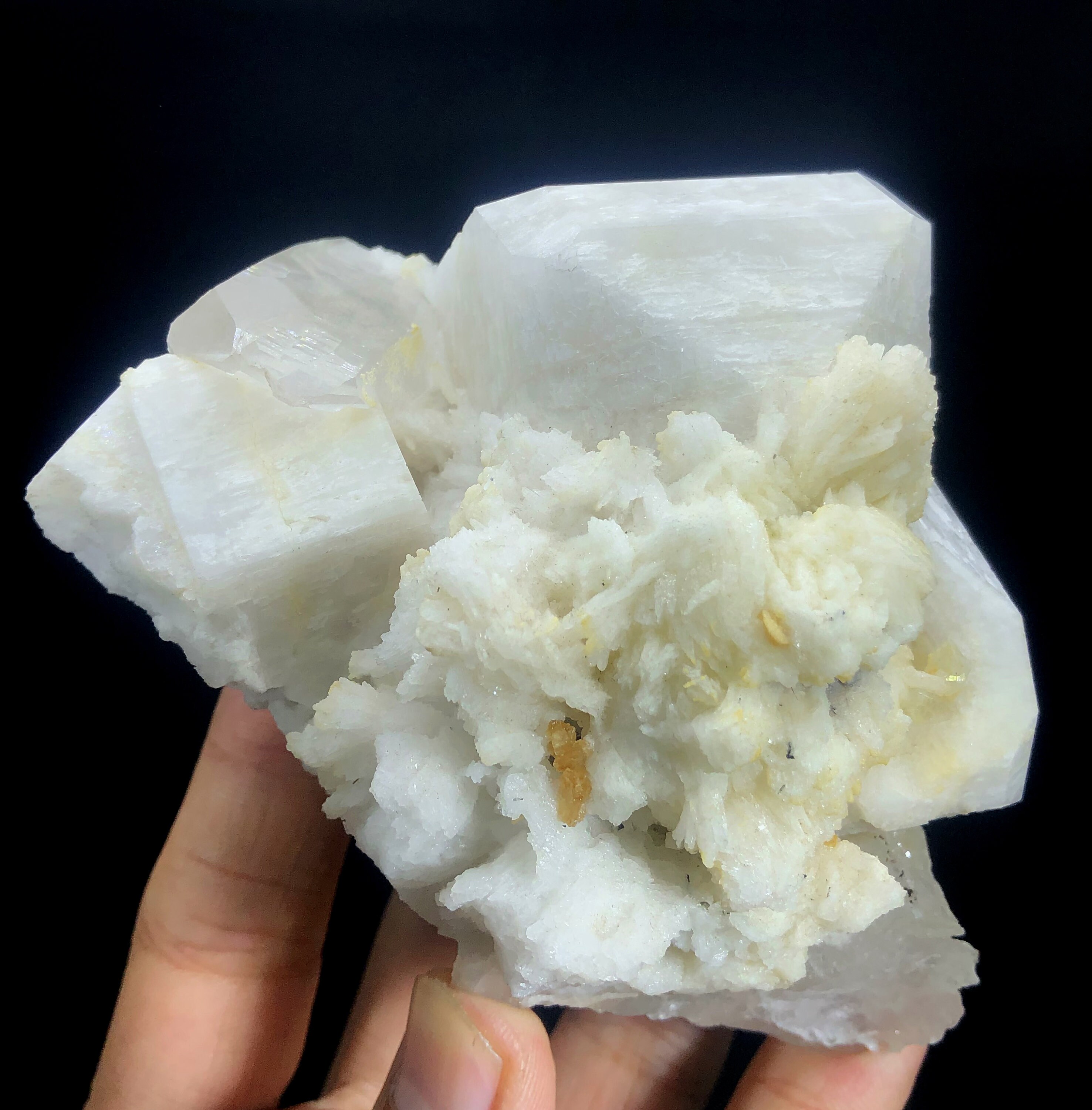 Natural Green Herderite on Feldspar With Quartz Crystal, Minerals ...