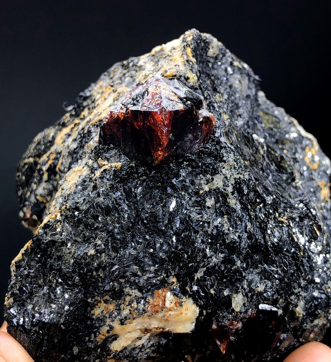 Natuarl Terminated Blood Redcolor Zircon Crystal on Matrix, Raw Mineral ...