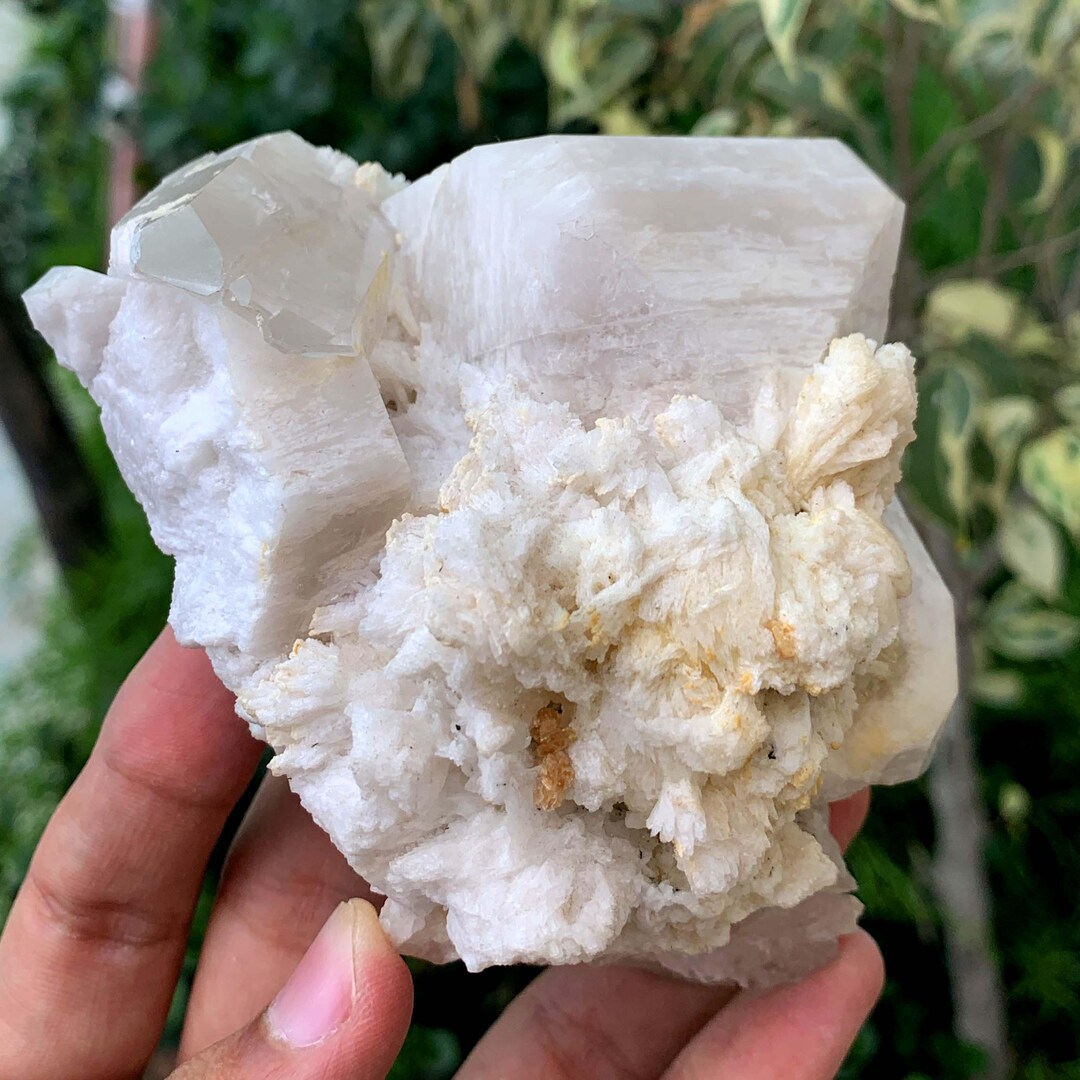 Natural Green Herderite Crystal With Quartz on Feldspar From Pakistan ...