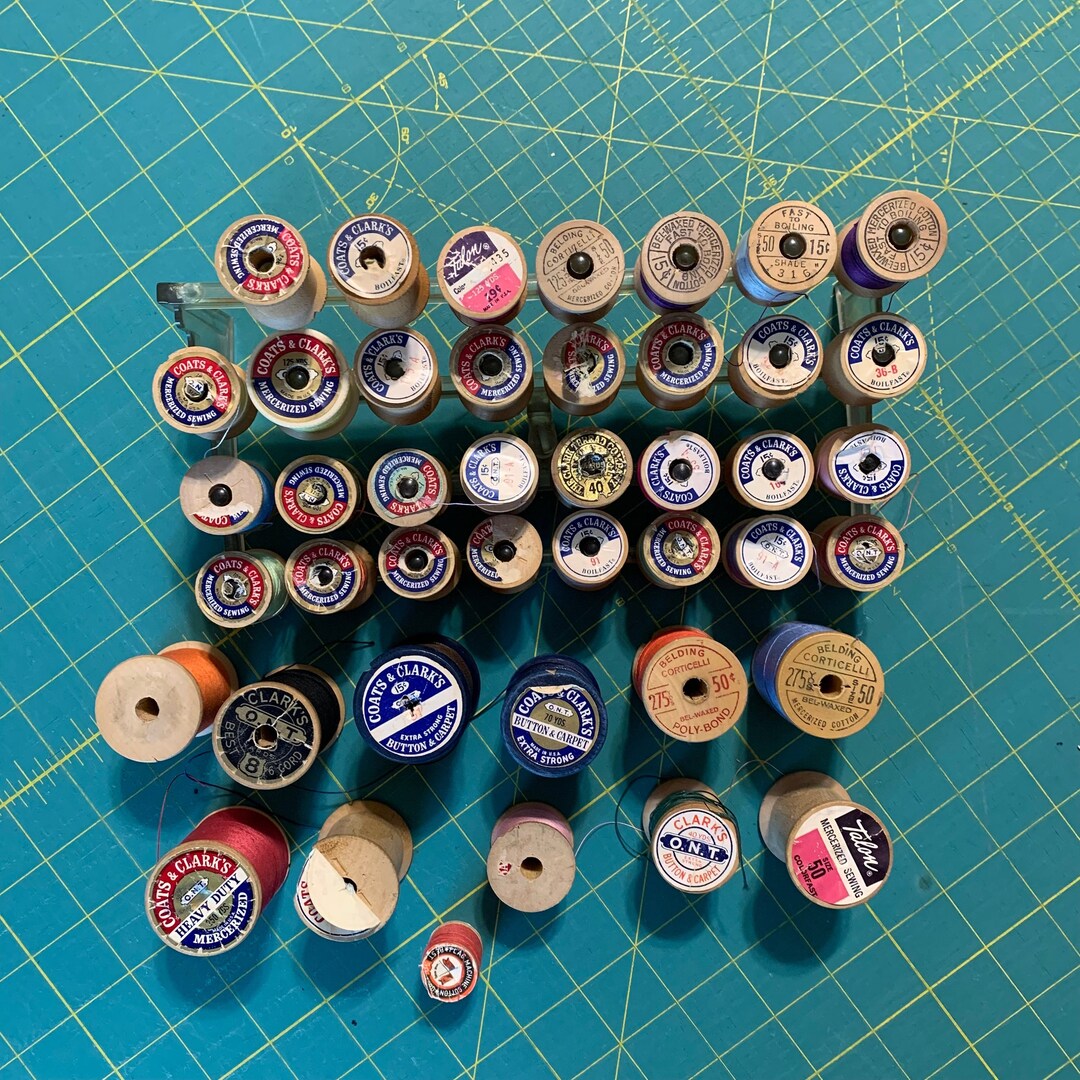 43 Vintage Wood Thread Spools - Etsy