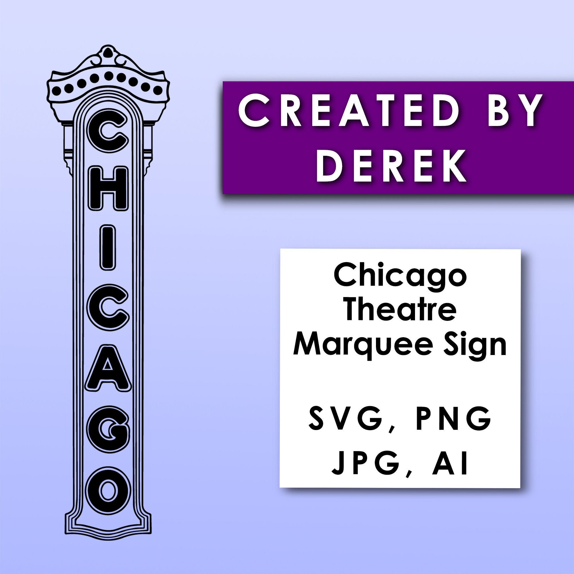 Chicago Marquee Theatre Sign - SVG, AI, PNG, Jpg - Etsy