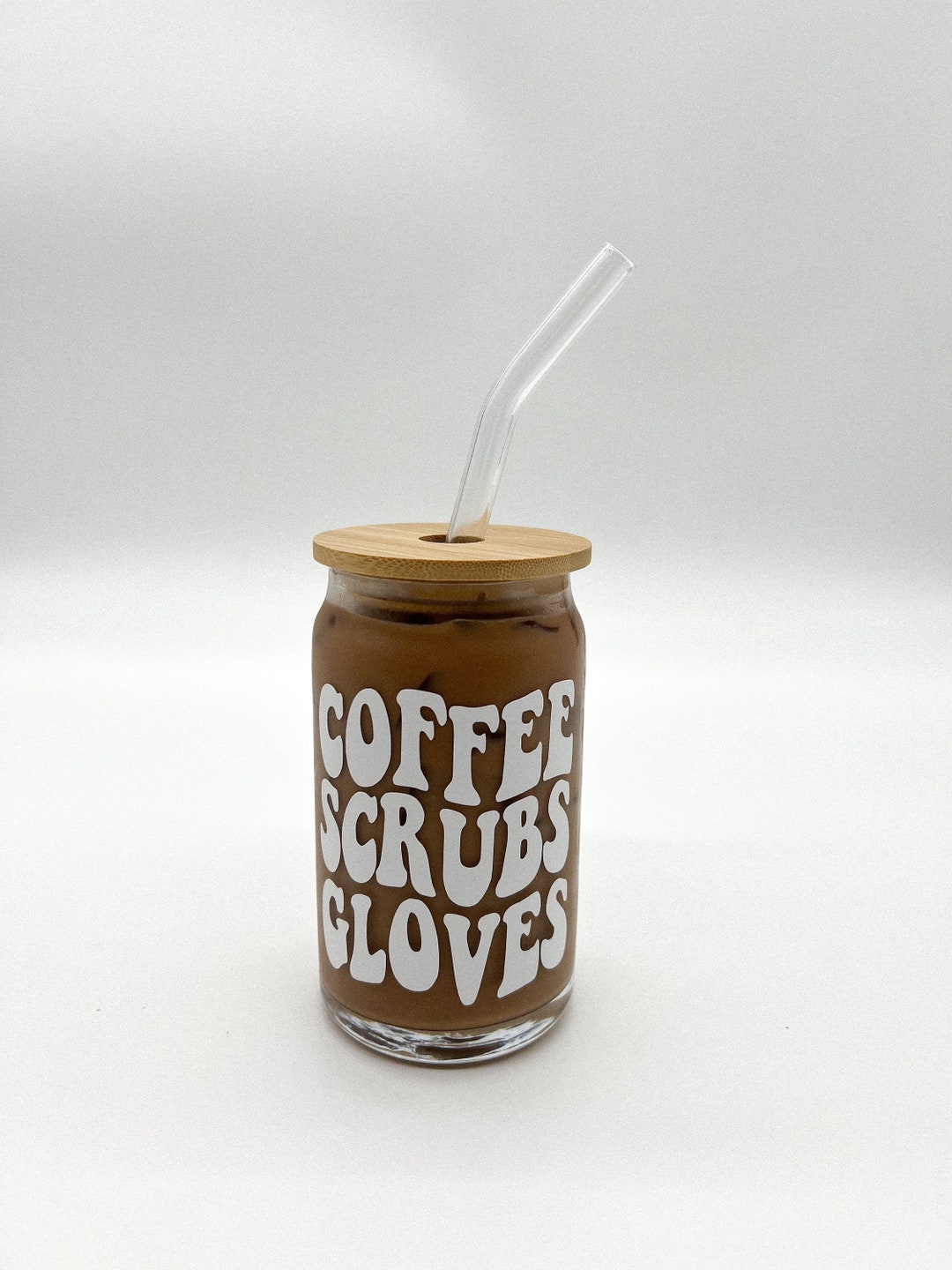 Coffee Scrubs Gloves Nurse Iced Coffee Cup | 16 Oz Glass Coffee Cup ...