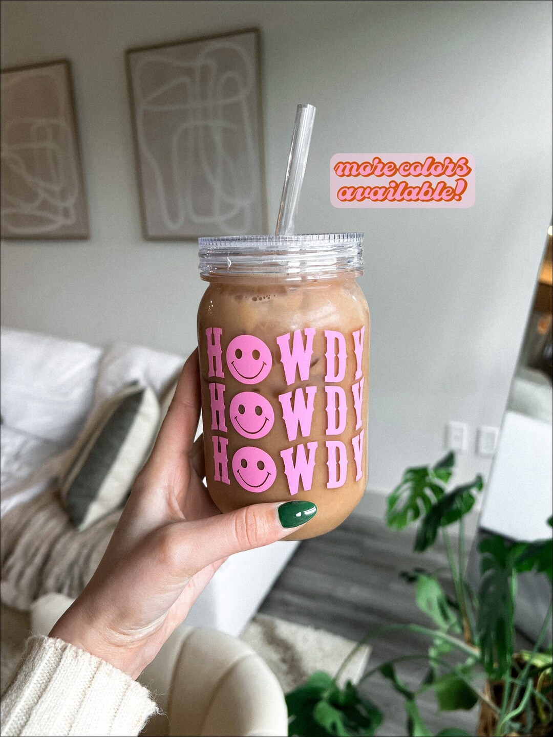 Howdy Howdy Howdy Iced Coffee Cup 24 Oz Plastic Mason Jar - Etsy