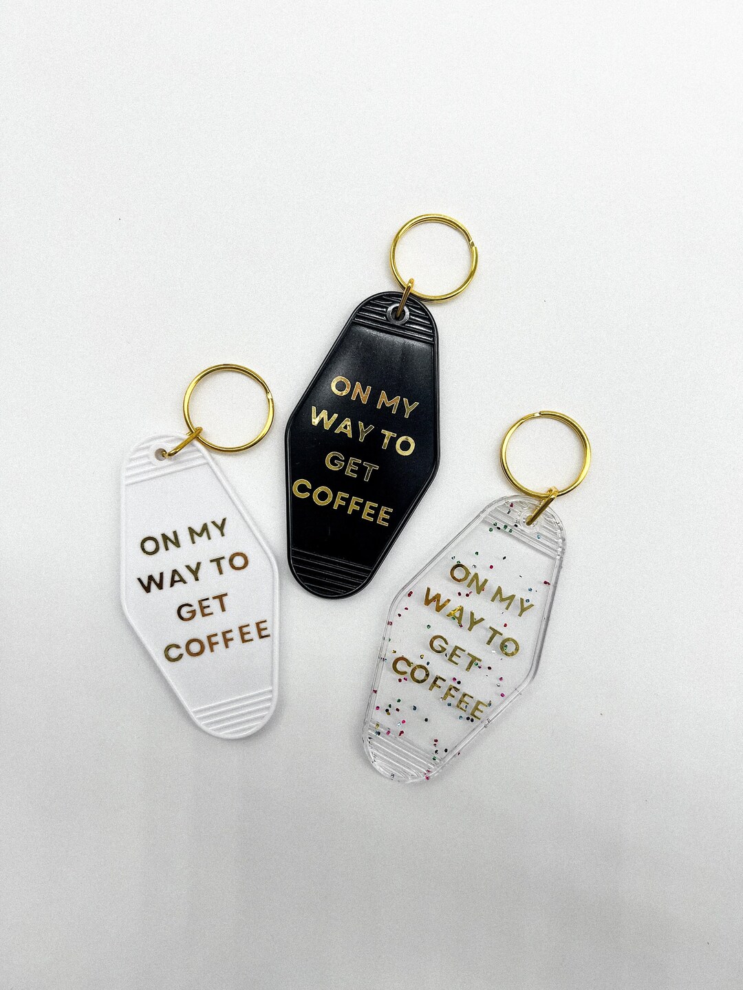 On My Way to Get Coffee Retro Motel Keychain | Retro Keychain, Hotel ...