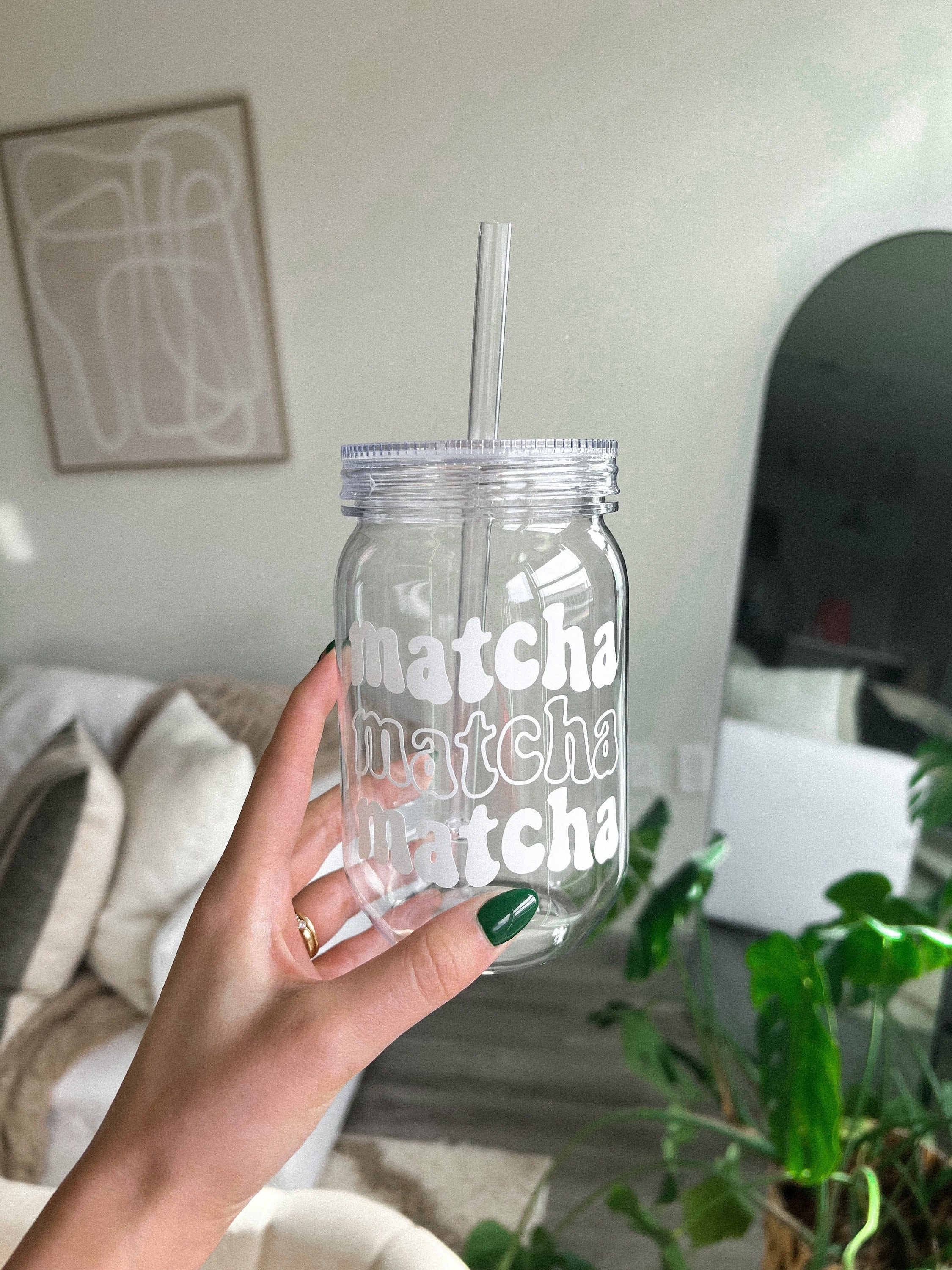 Matcha Matcha Matcha Iced Coffee Cup | 24 Oz Plastic Mason Jar Iced ...
