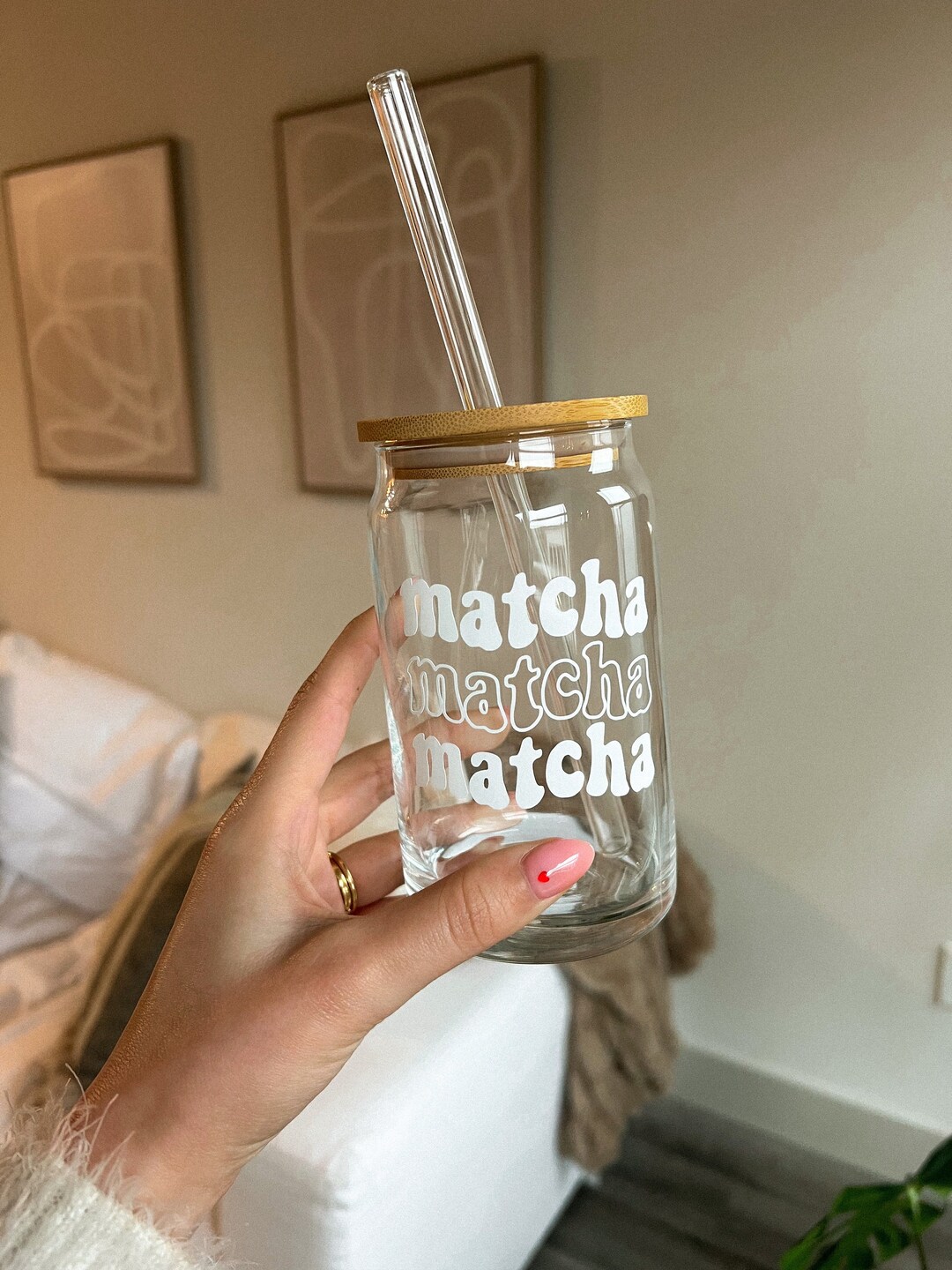 Matcha Matcha Matcha Iced Coffee Cup | 16 Oz Glass Coffee Cup With ...